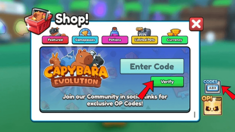 Full Code Capybara Evolution mới nhất 01/2026 và cách nhập