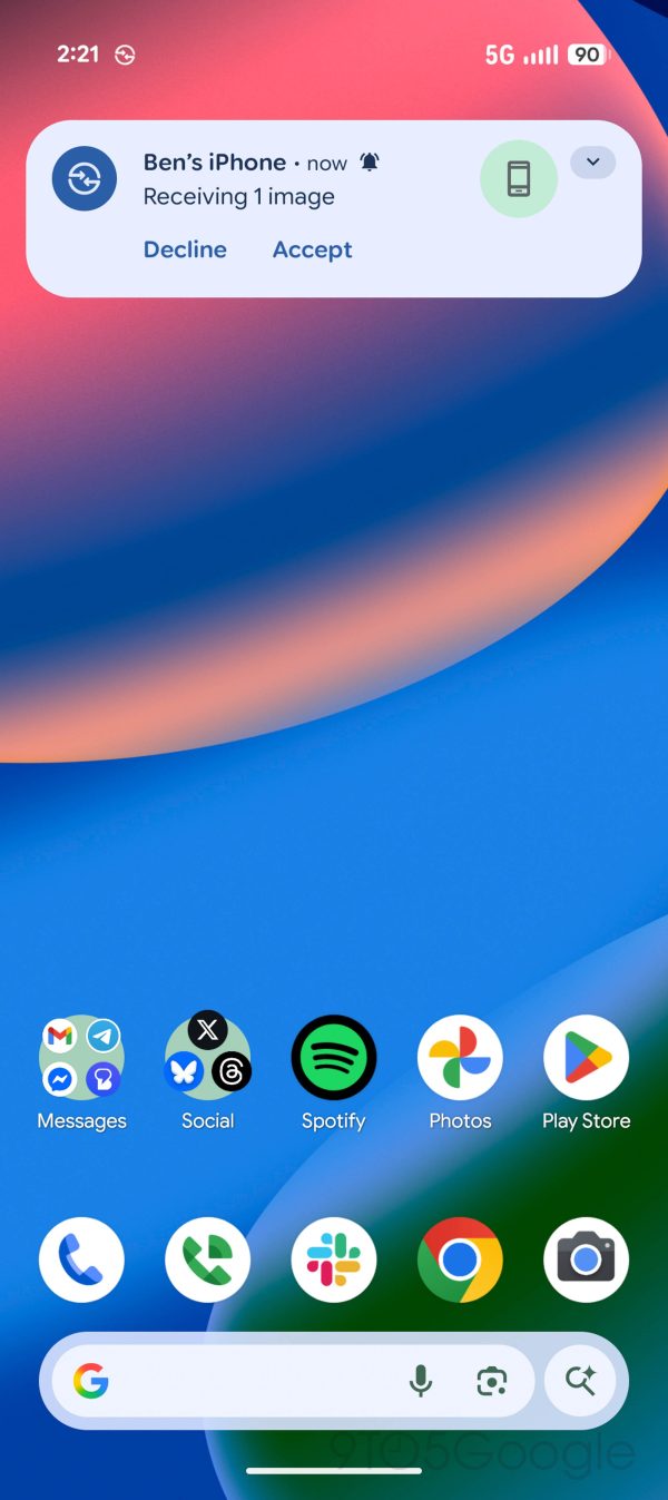 Cách bật Quick Share AirDrop trên Android qua iPhone